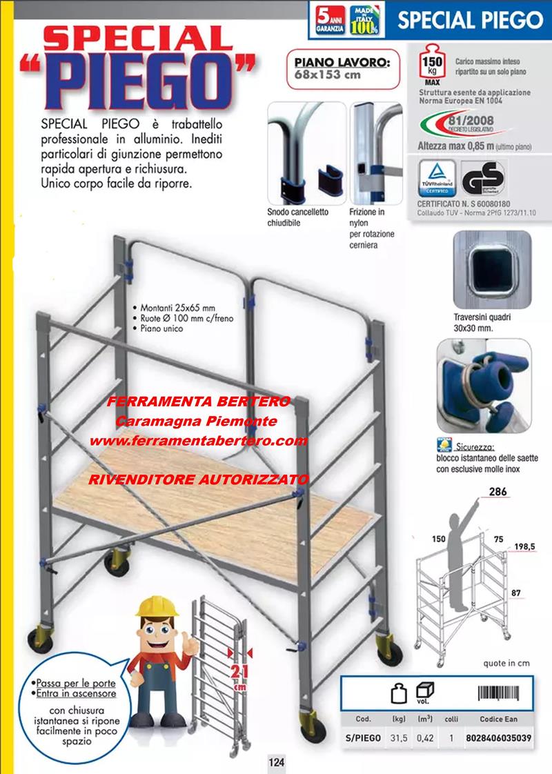 Trabattello ponteggio Alluminio richiudibile pieghevole Facal Special ...