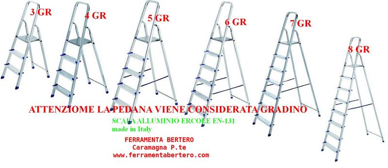 SCALE SCALA VIGOR ERCOLE ALLUMINIO EN-131 da 3 a 8 gradini PENADA ...