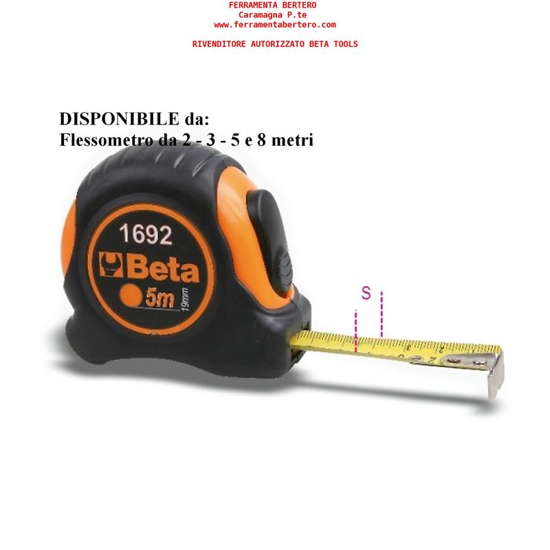 Flessometro metro estensibile BETE 1692 da 2 -3 - 5 - 8 metri cassa ABS ...